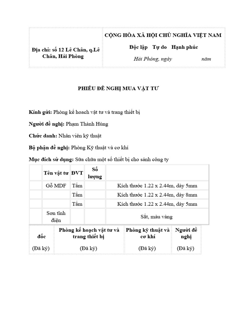 Mau Phieu de Nghi Mua Vat Tu Day Du Chi Tiet Nhat 2024 74621 | PDF