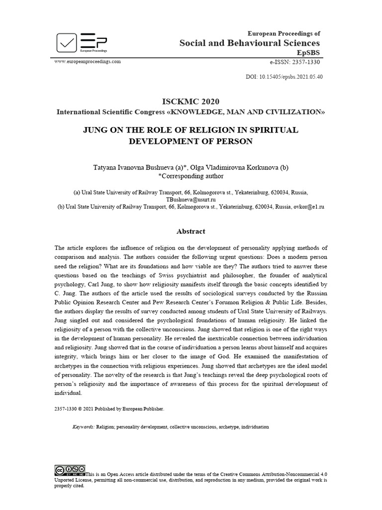 Jung On The Role of Religion in Spiritual Developm | PDF