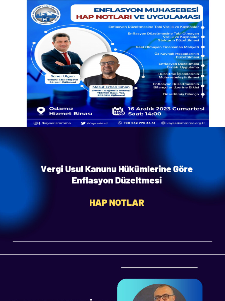 Vergi Usul Kanunu Hükümlerine Göre: Enflasyon Düzeltmesi Hap Notlar | PDF