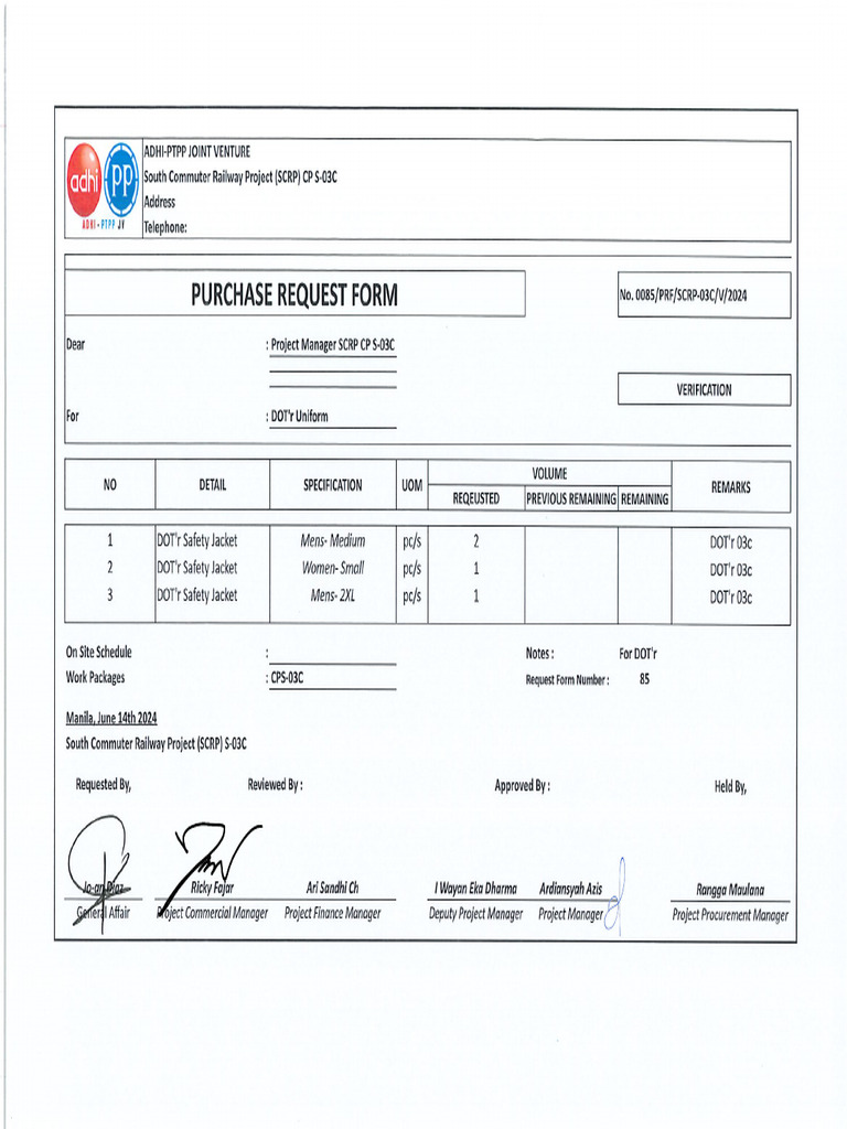Purchased Request Form-84 | PDF
