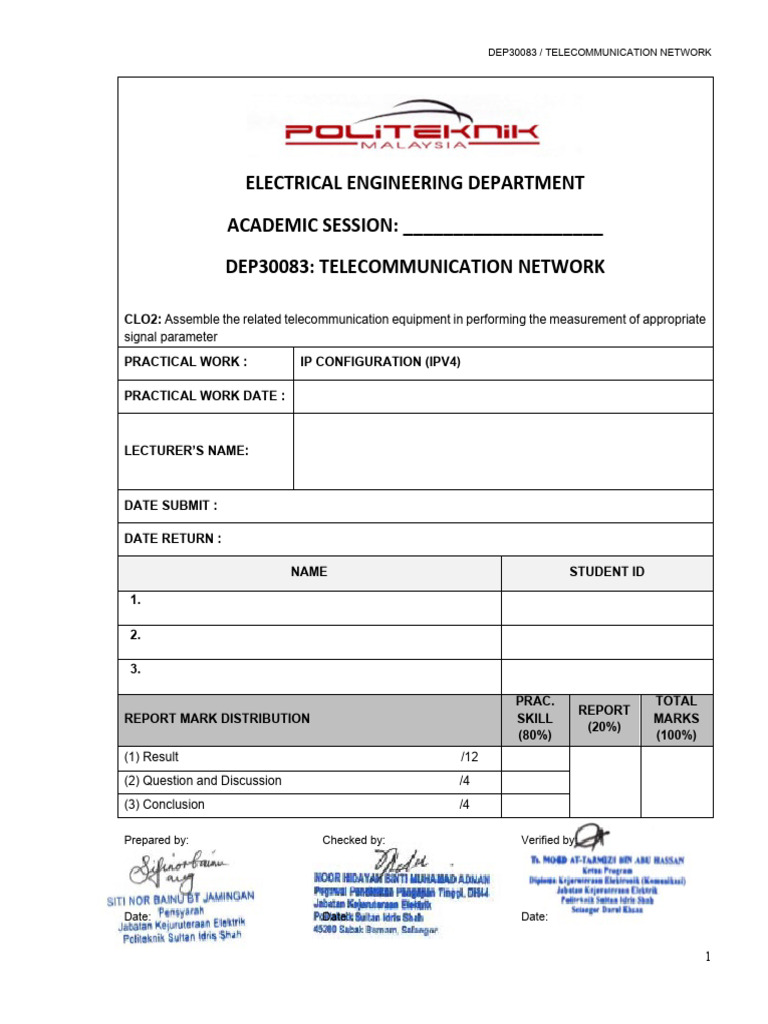 PW1 IP Configuration | PDF