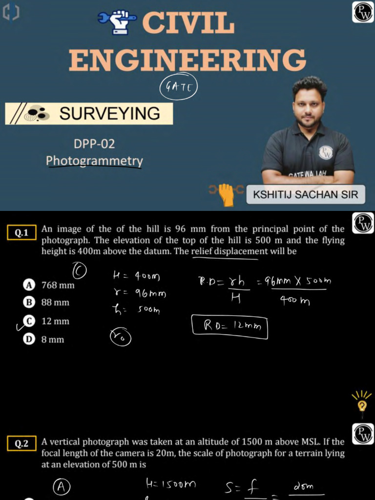 Photogrammetry Surveying - DPP 02 Discussion Notes - Shreshth GATE 2025 ...