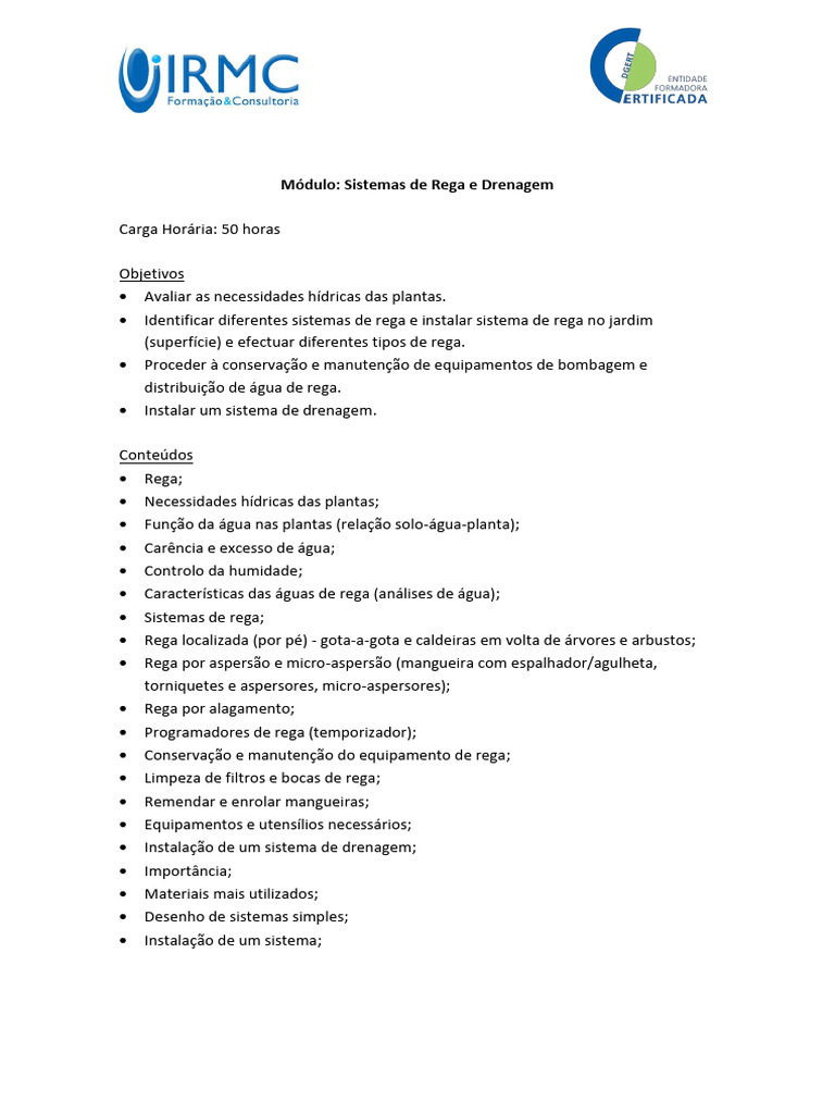 Sistemas de Rega e Drenagem | PDF