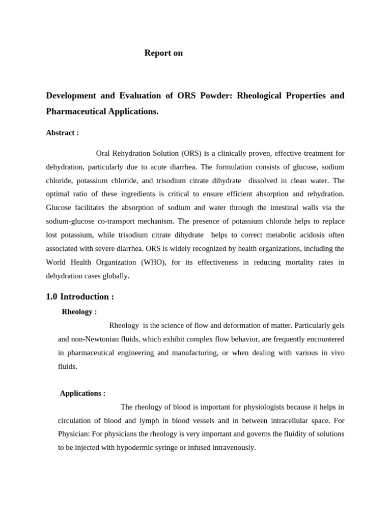 Report On ORS | PDF