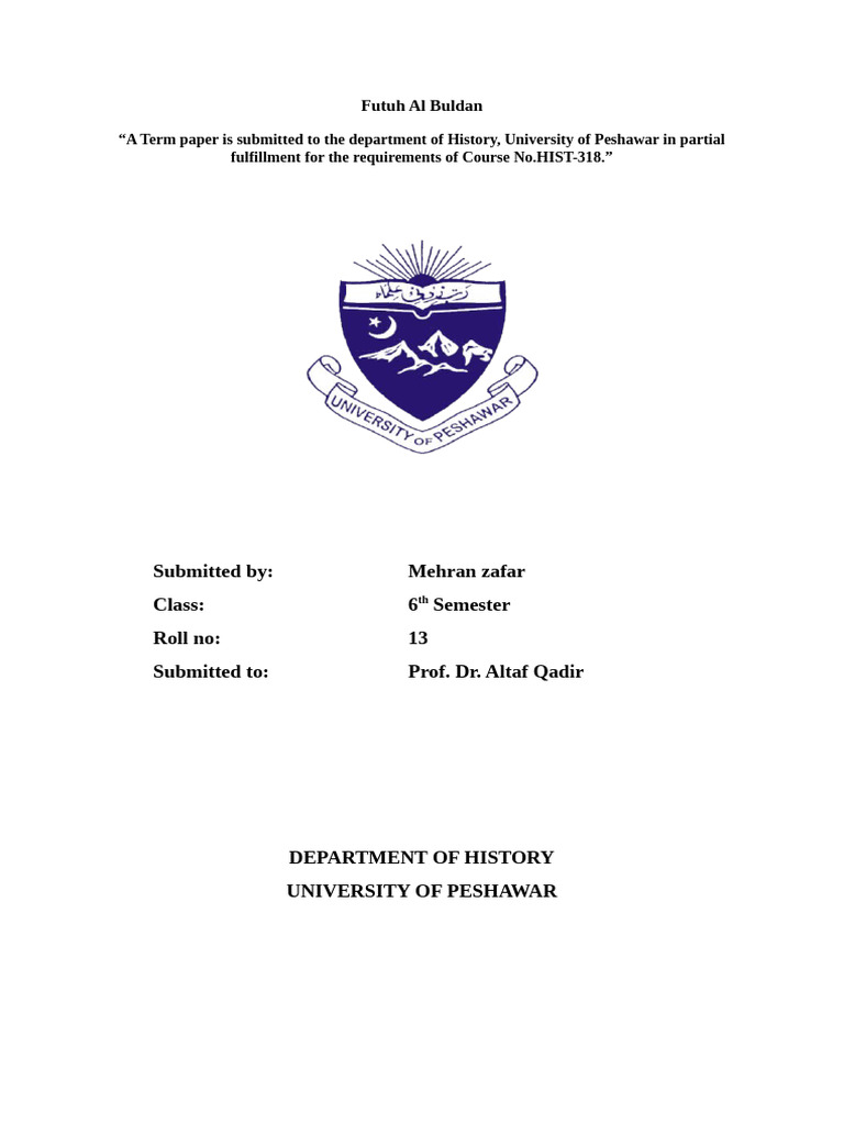 Mehran Zafar, Futuh Al Buldan | PDF