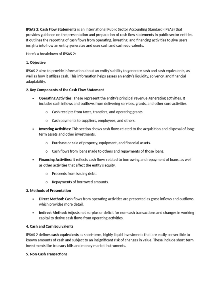 IPSAS 2: Cash Flow Statements Overview | PDF | Cash Flow Statement ...