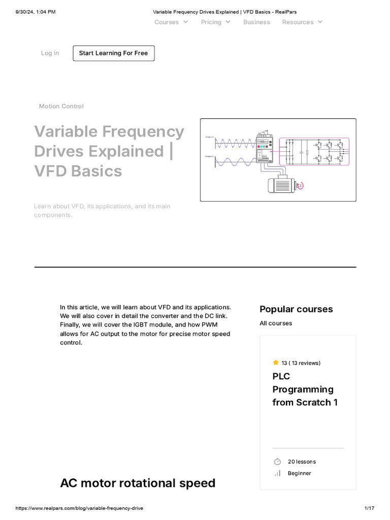 Variable Frequency Drives Explained - VFD Basics - RealPars | PDF