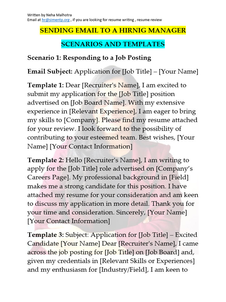 Email Templates To Share With A Hiring Manager | PDF | Résumé | Recruitment