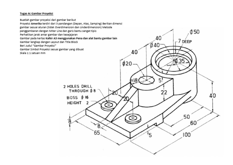 Tugas 4c Gambar Proyeksi | PDF