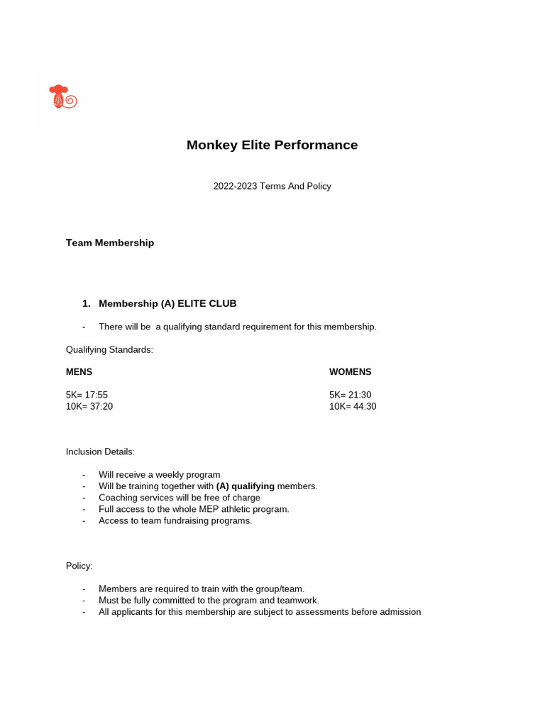 Monkey Elite Performance (Terms) | PDF