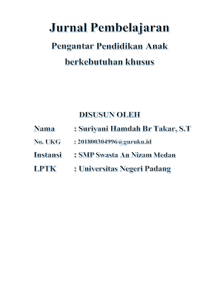 Jurnal Pembelajaran Modul 2 Pendidikan Inklusif | PDF