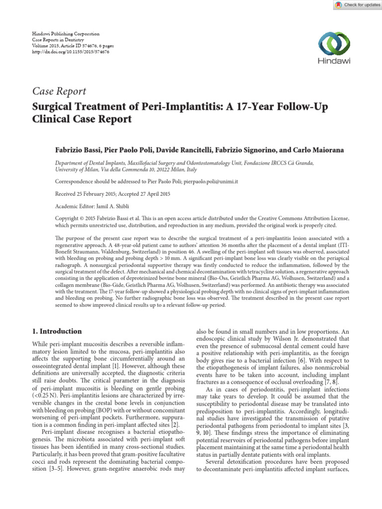 Case Reports in Dentistry - 2015 - Bassi - Surgical Treatment of Peri ...