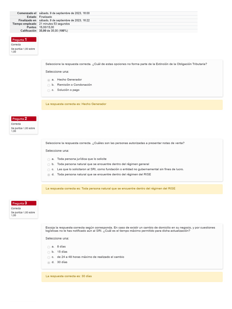 EXAMEN FINAL TRIBUTACION I-TSU-CL-A003-02.2023 - Revisión Del Intento - EVA-ITB Fila 2 | PDF