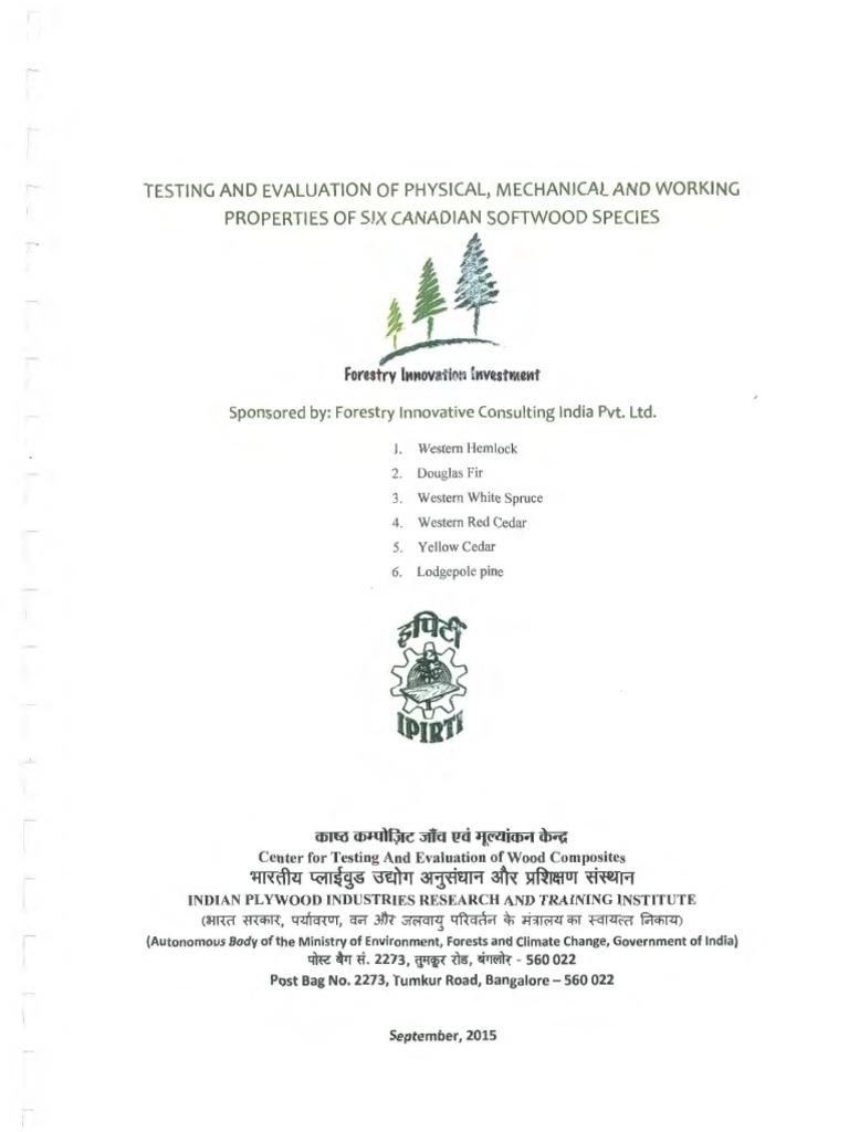 IPIRTI Report On Canadian Wood Species | PDF