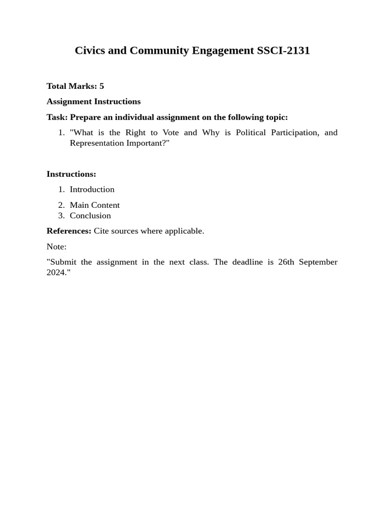 Assignment Civics and Community Engagement | PDF