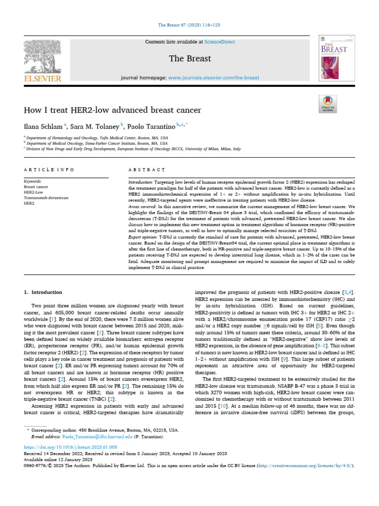 How I Treat HER2-low Advanced Breast Cancer | PDF