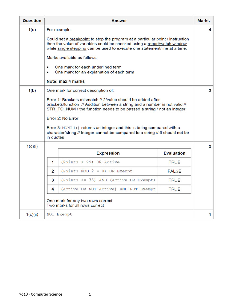Pseudocode Programming Mark Scheme | PDF