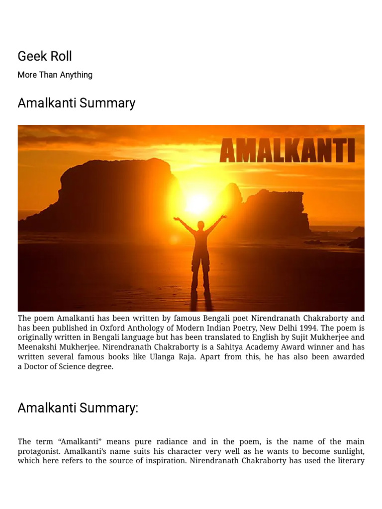 Amalkanti Summary | PDF