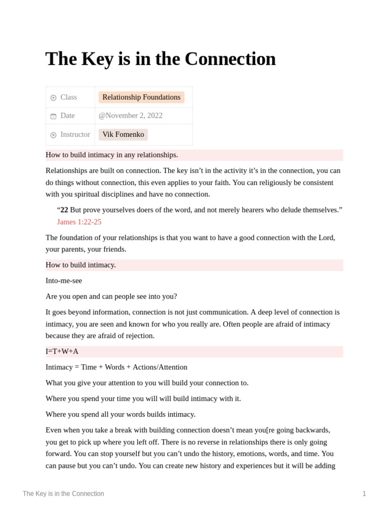 The Key Is in The Connection | PDF