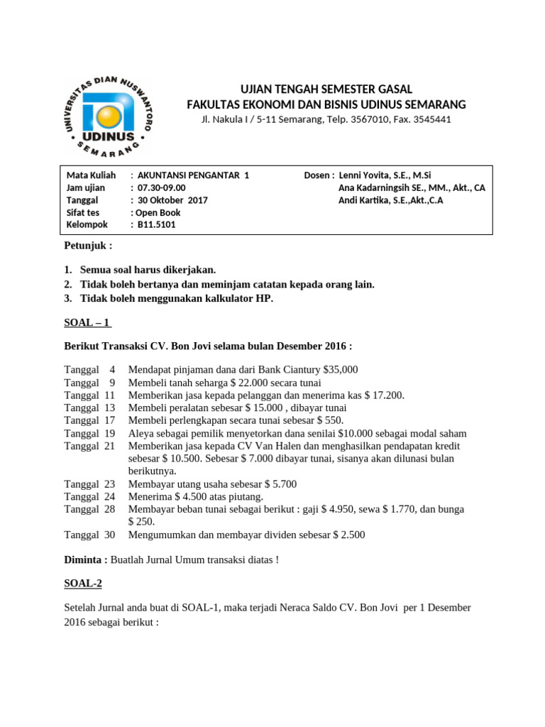 Salinan Salinan SOAL UTS AP 2017 | PDF