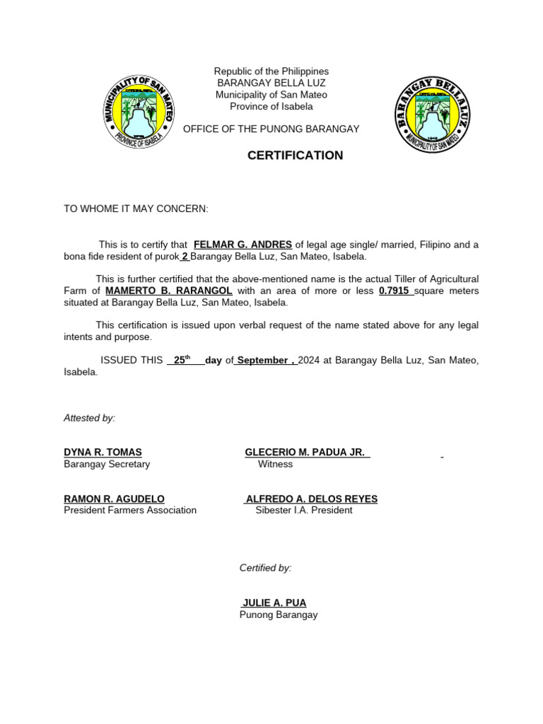 Barc Certificate | PDF