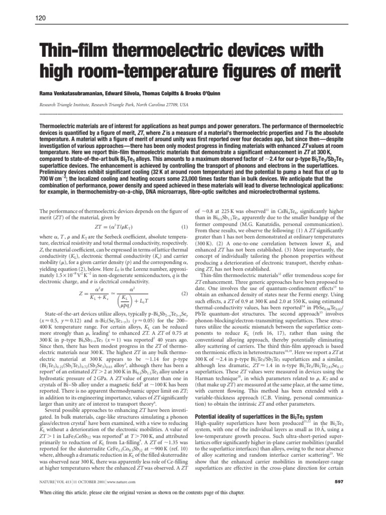 R Venkatasubramanian Et Al. - Thin-Film Thermoelectric Devices With ...