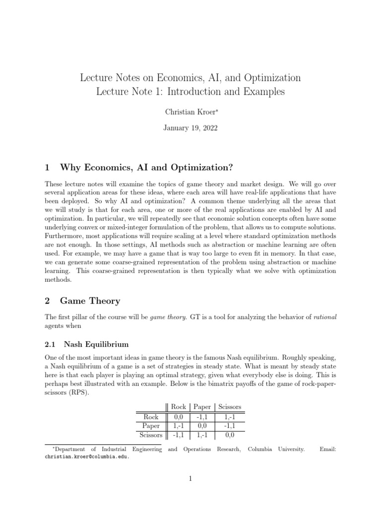Lecture Note 1 Introduction | PDF | Economics Of Uncertainty | Applied Mathematics
