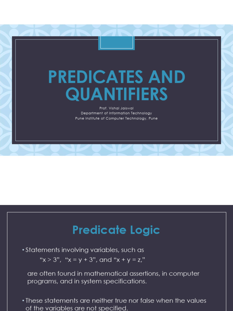 Predicates and Quantifiers | PDF