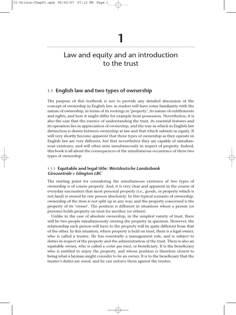 Law and Equity and An Introduction To The Trust | PDF | Equity (Law ...