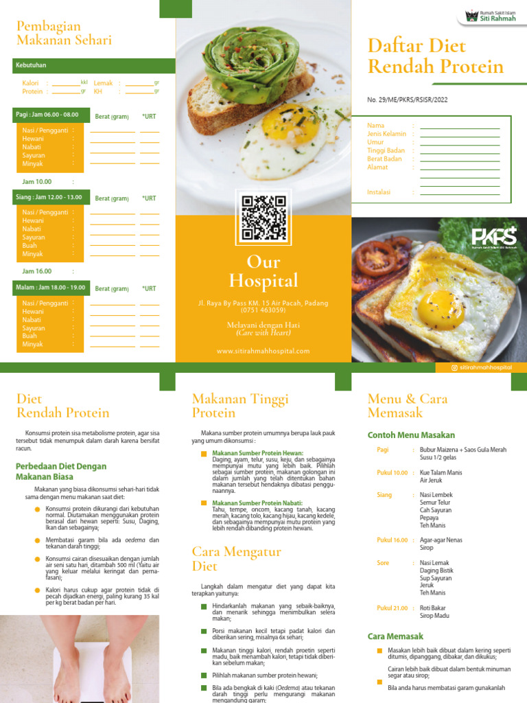 Leaflet Daftar Diet Rendah Protein | PDF
