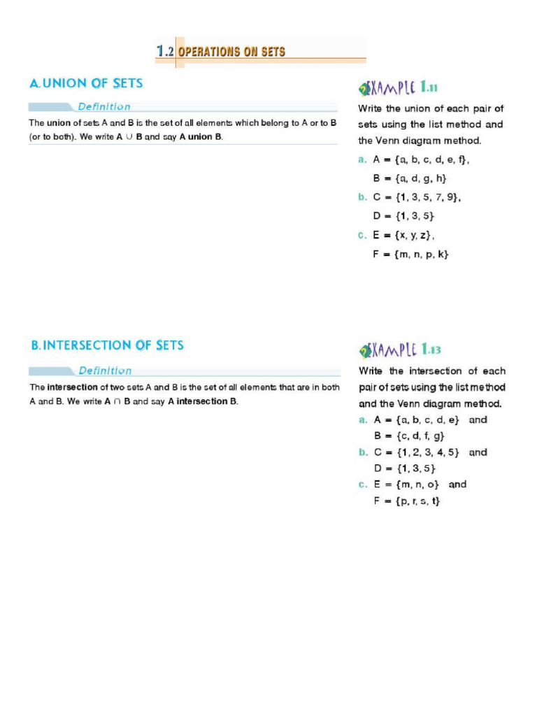 3-4 Operations On Sets | PDF