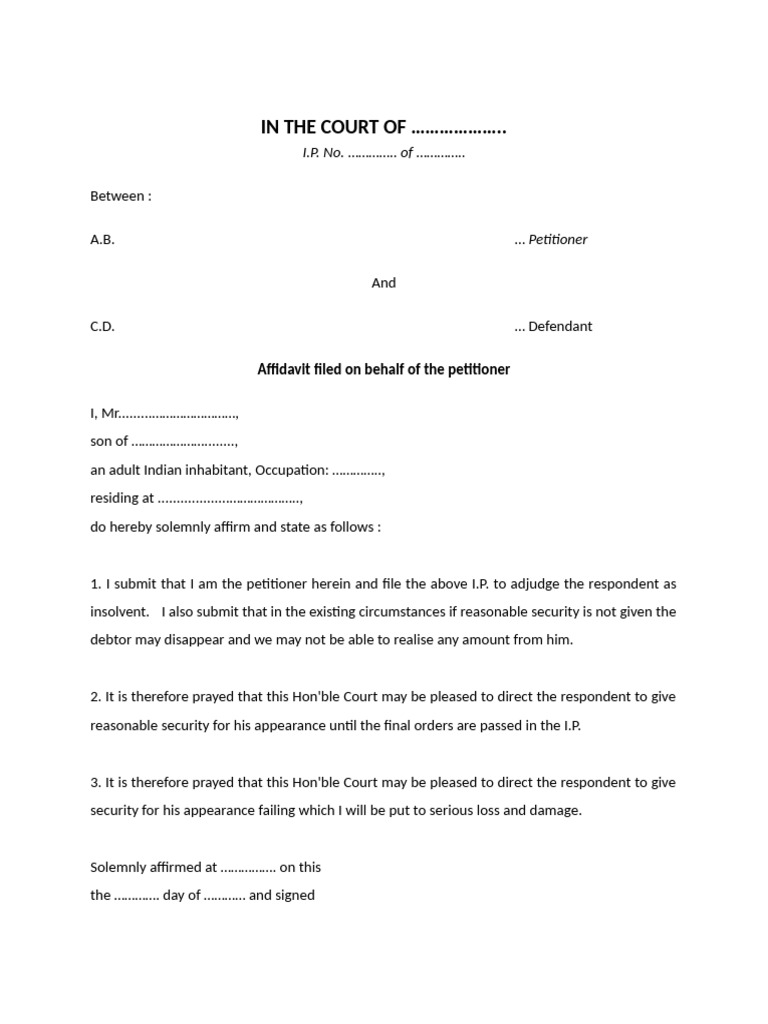 Affidavit Filed On Behalf of The Petitioner-Affidavits-Affidavits Under Companies Act and Rules ...