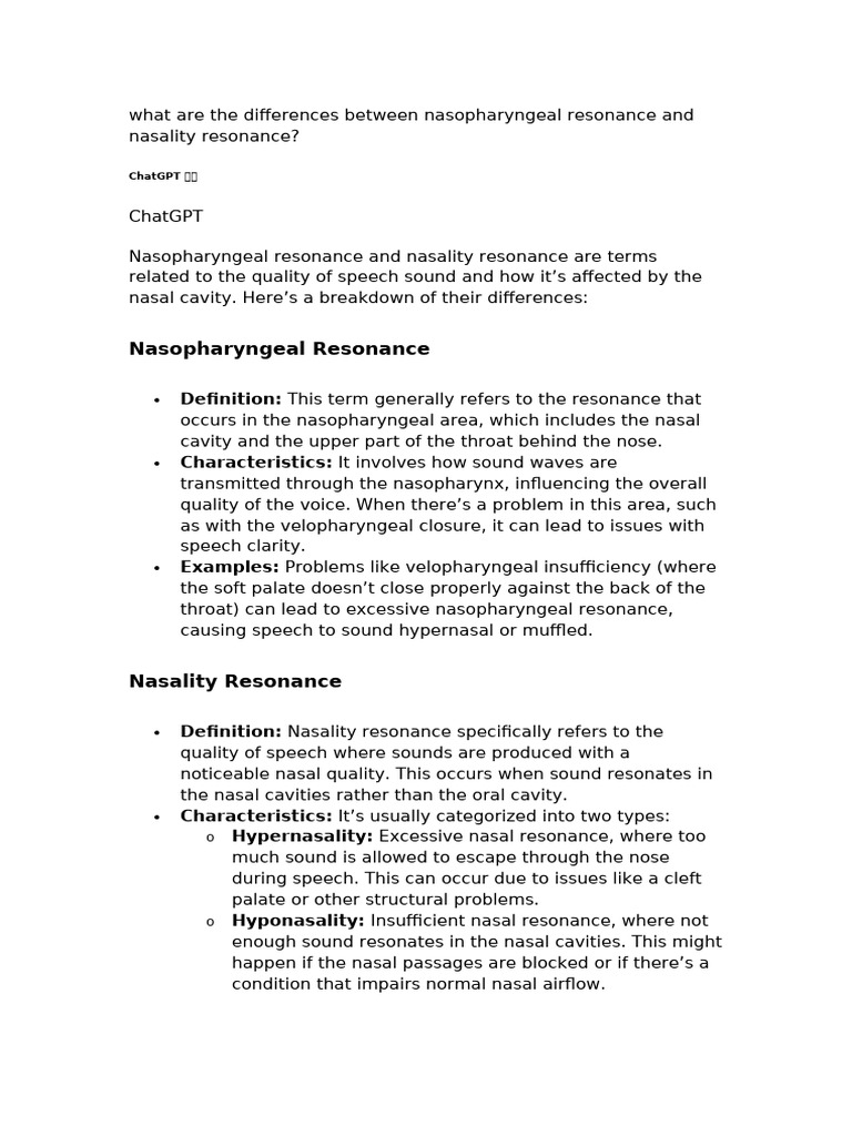 What Are The Differences Between Nasopharyngeal Resonance and Nasality ...