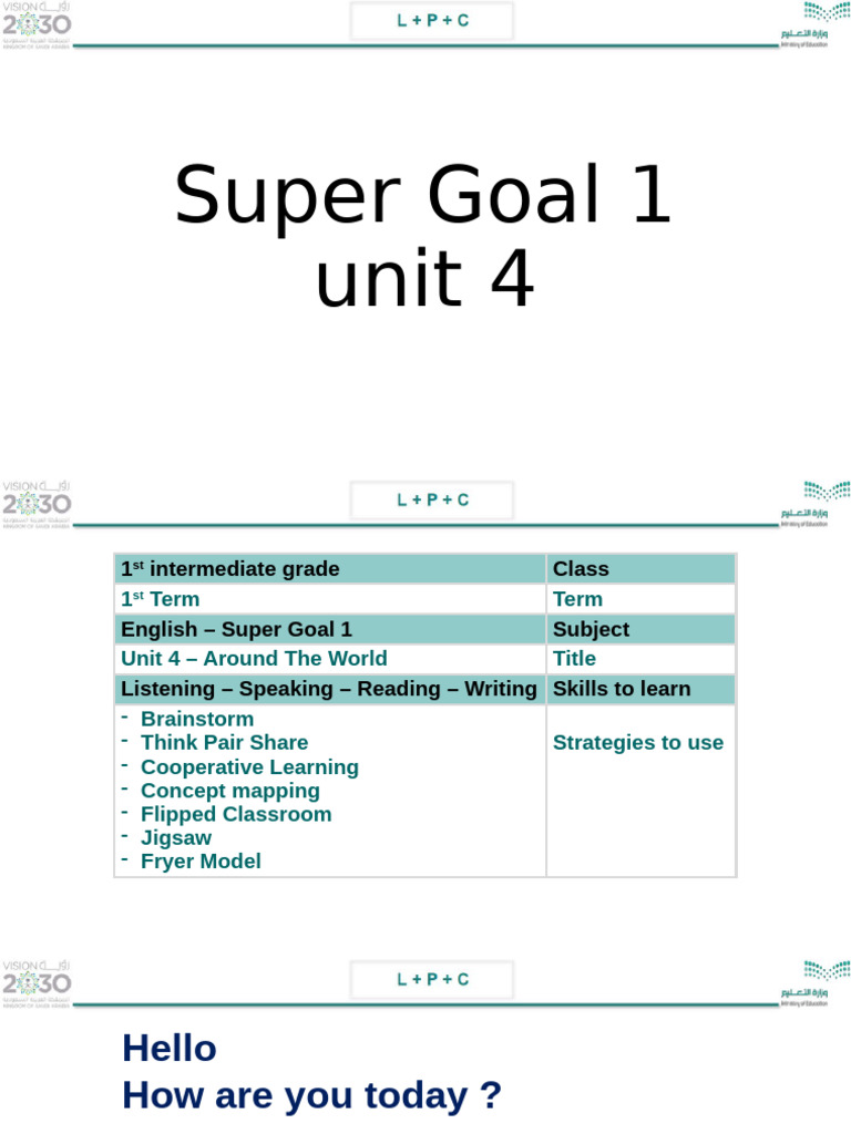 Super Goal 1 Unit 4 | PDF