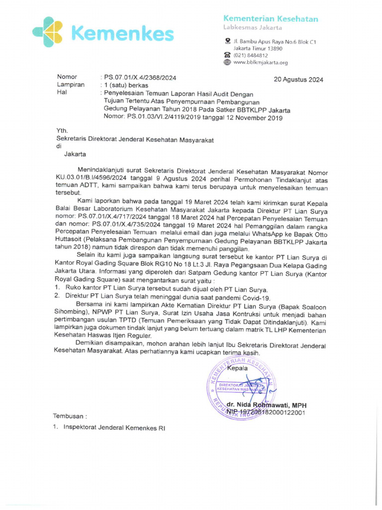 BBLKM Jakarta TL LHP ADTT | PDF