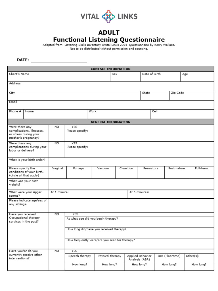 VL Adult Functional Listening Questionnaire Rev. 06.25.19 | PDF