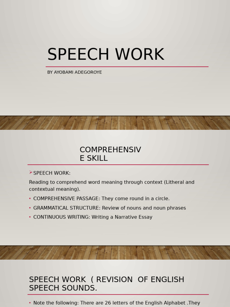 Speech Work | PDF