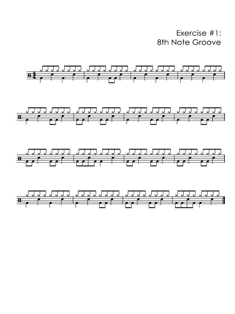 Exercise 1 8th Note Groove | PDF