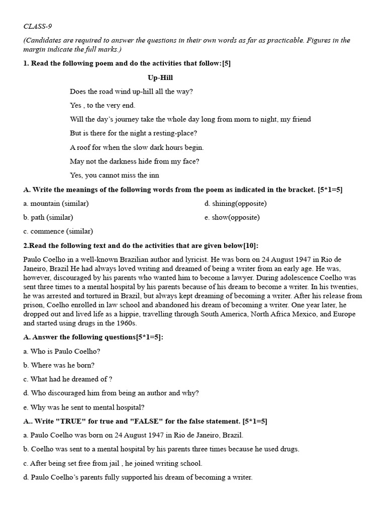 Class 9 Eng | PDF