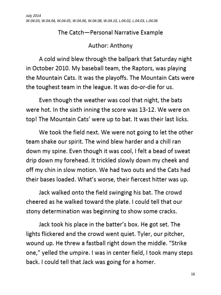 Personal Narrative Example | PDF