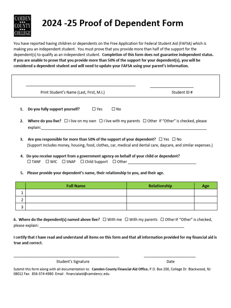 Proof of Dependent 2024 25 | PDF