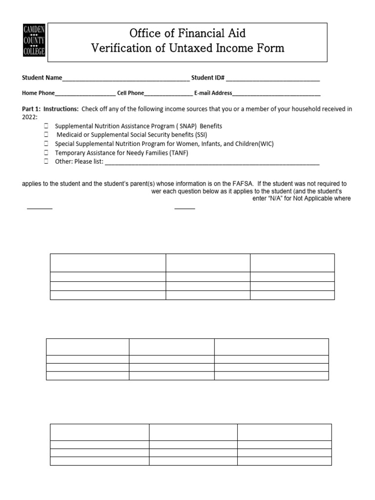 Untaxed Income Form 2024 25 | PDF