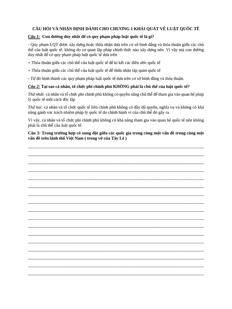 Câu Hỏi Và Nhận Định Cpqt | PDF