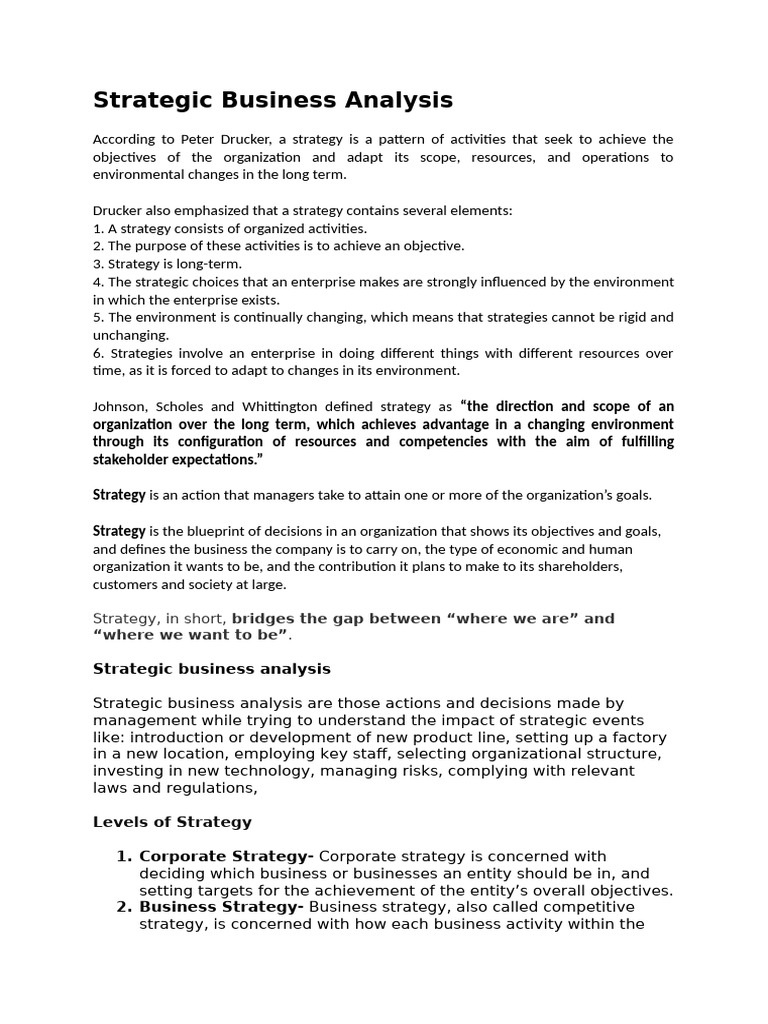 Strategic Business Analysis | PDF