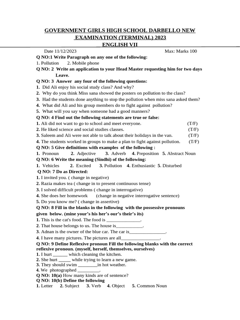 English Terminal Paper Vii | PDF | Pronoun | Semantic Units