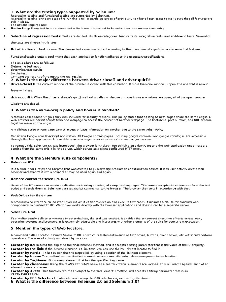 FAQ On Selenium and Python | PDF