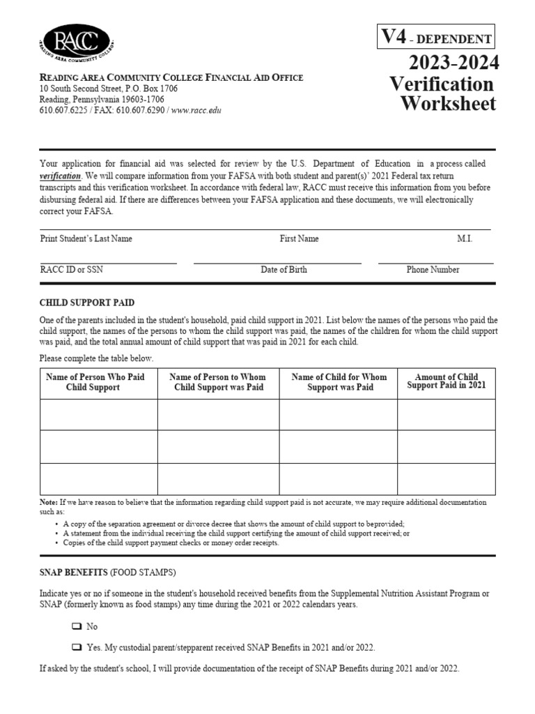 V4 Dependent Verification 2023 2024 | PDF