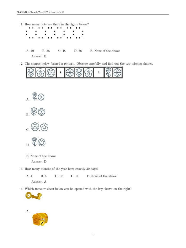 2020 SASMO Answers G2 | PDF