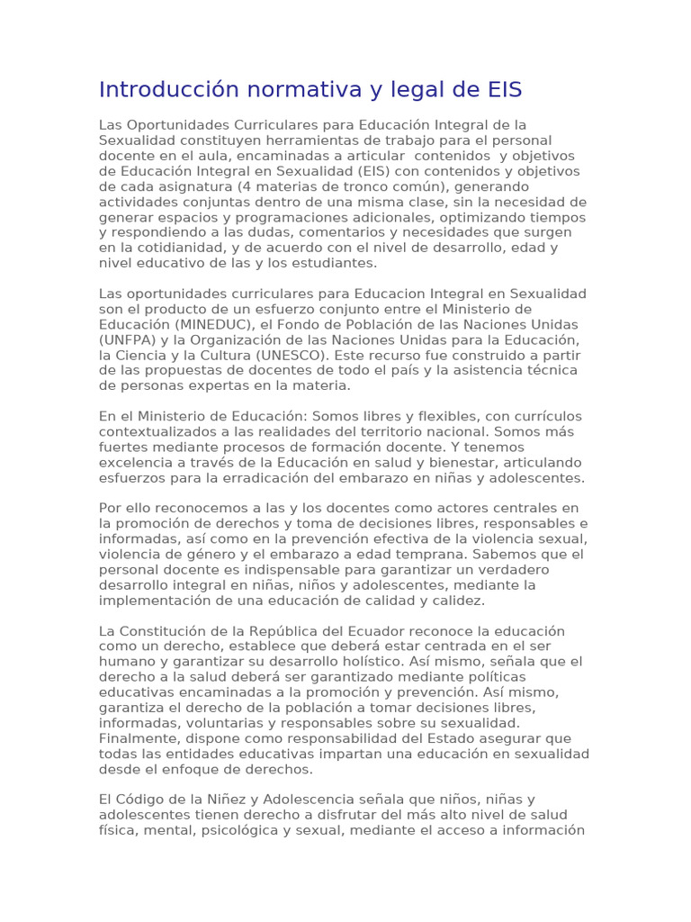 Introducción Normativa y Legal de EIS | PDF | La sexualidad humana | Enseñando