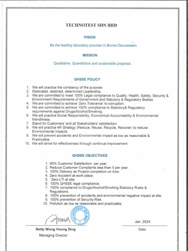 TAL QHSSE Policy (Jan2024) | PDF